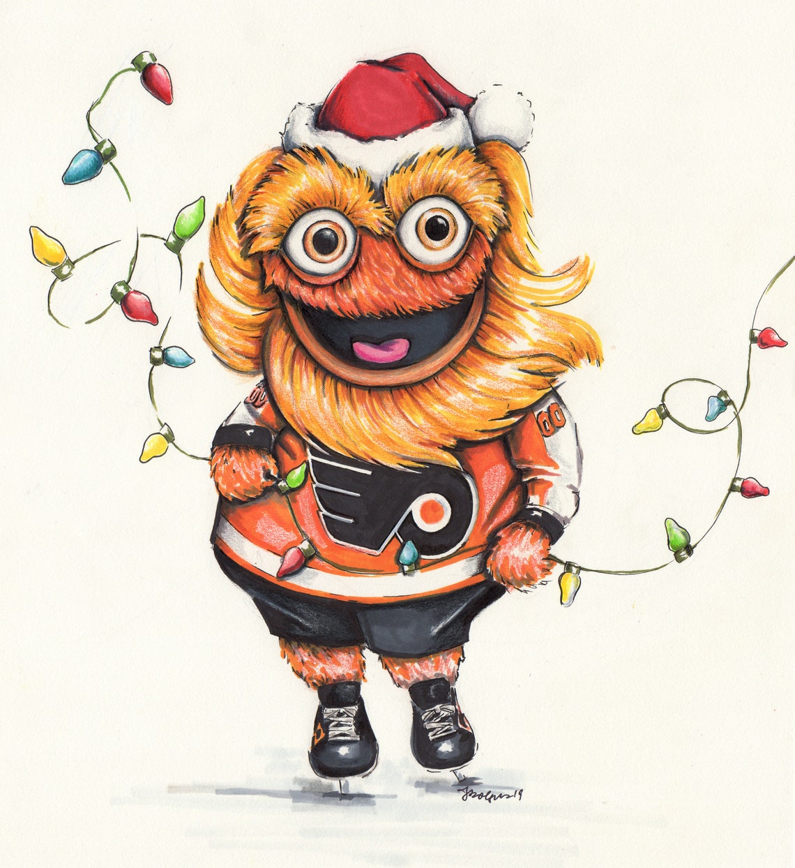 Pack of 4 Philadelphia Mascot Holiday Cards Gritty Phanatic Swoop ...