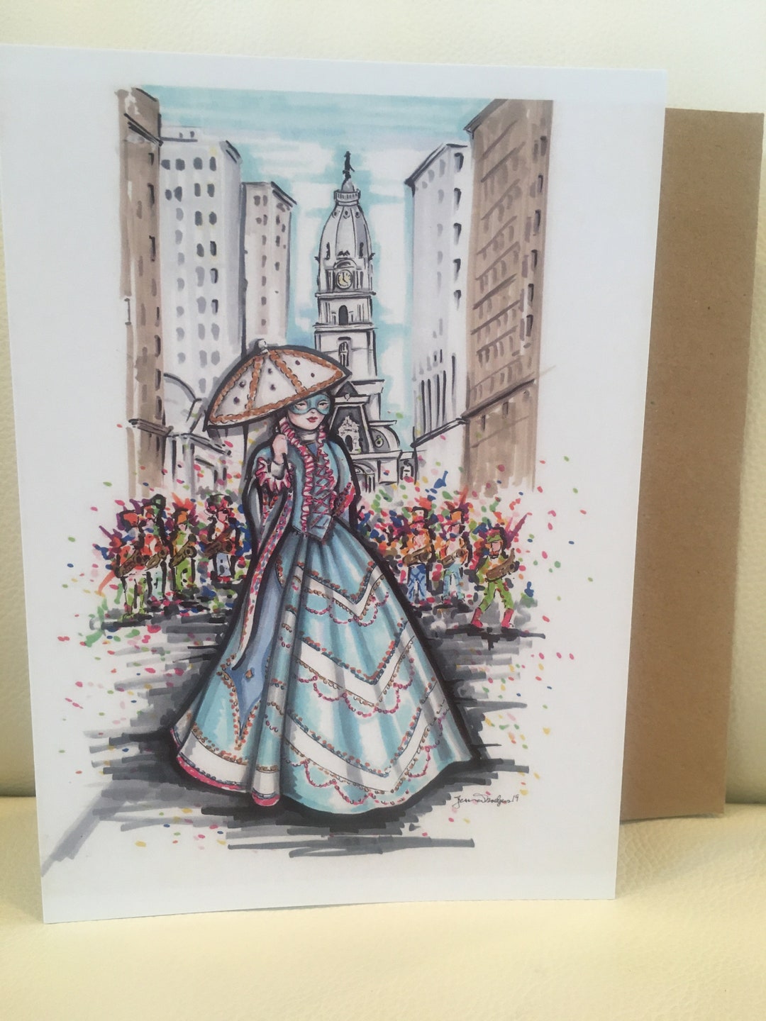 1 5x7 Card Featuring an Illustration of Philly’s Mummers Happy New Year ...