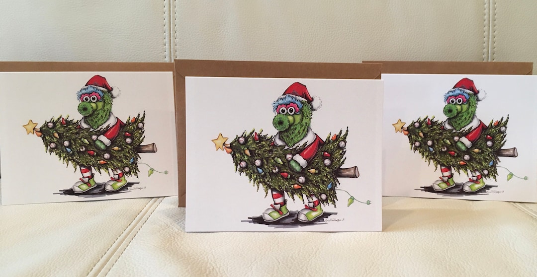 Pack of 3 Hand Drawn Phanatic Christmas Greeting Cards Philly Sports ...