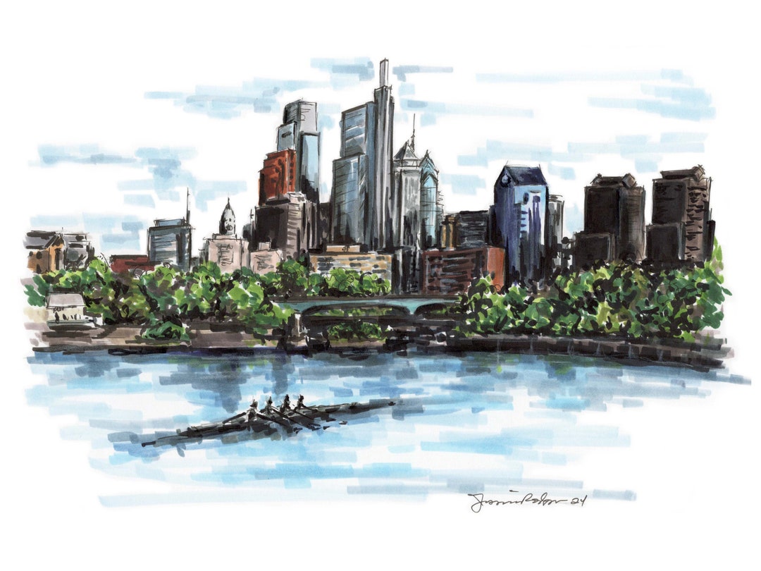 Original Marker Illustration of the Philadelphia Skyline From the ...