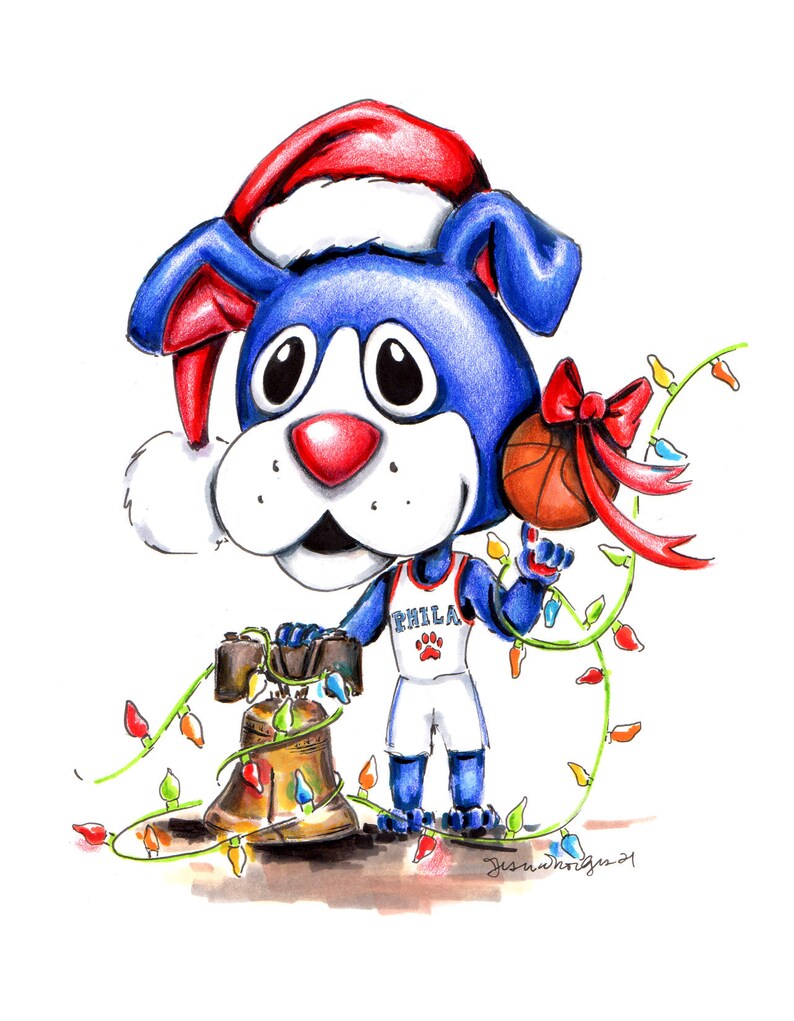 Pack of 4 Philadelphia Mascot Holiday Cards Gritty Phanatic - Etsy