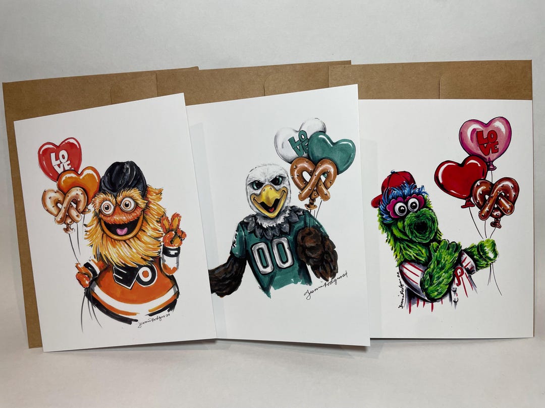 Philly Mascots Love Card Set: Gritty, Phanatic, Swoop - Etsy