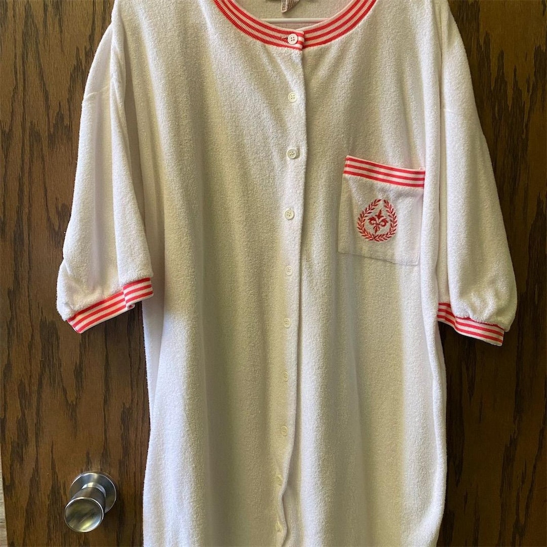 Vintage Norm Thompson Women’s Terry Cloth Robe Nighty M White Short ...