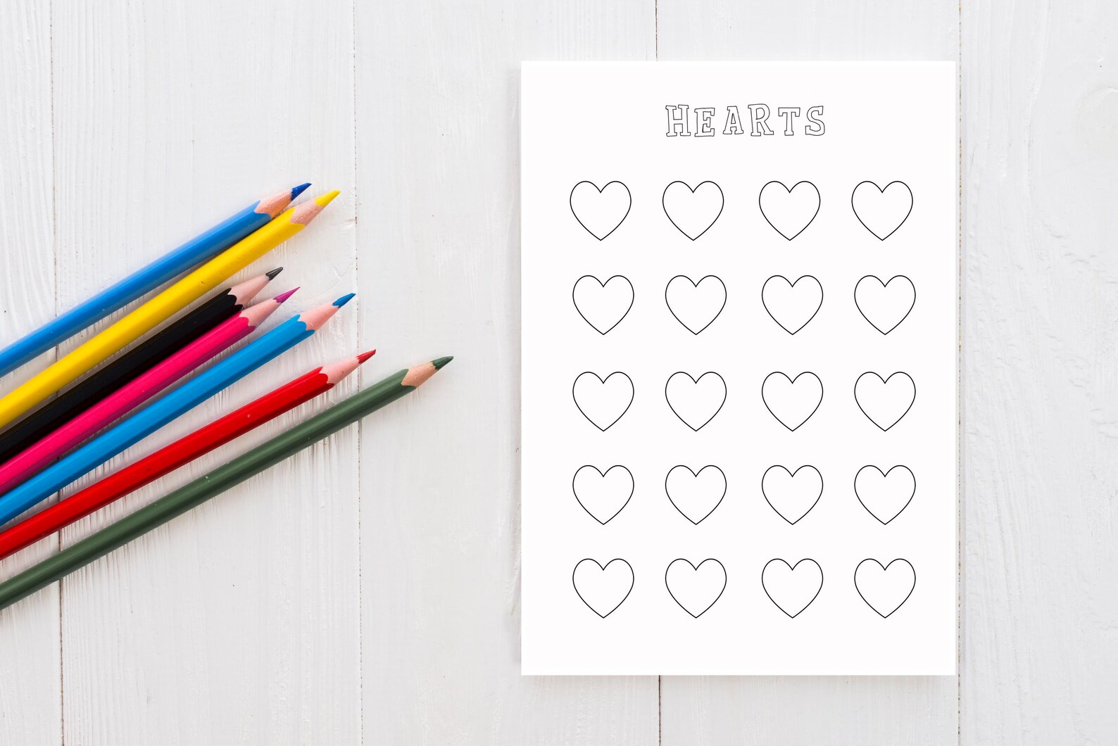 Cute Hearts Coloring Page - Relax and Unwind With Designs - Etsy