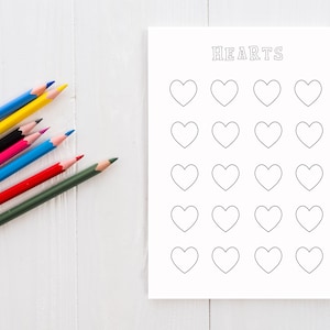 Cute Hearts Coloring Page - Relax and Unwind With Designs - Etsy