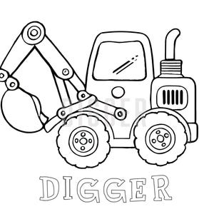 Digger Coloring Page for Kids - Printable Art - Etsy