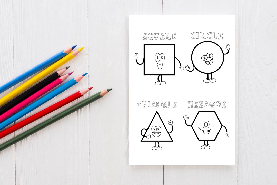 Adorable Shapes Coloring Page for Kids and Adults - Etsy