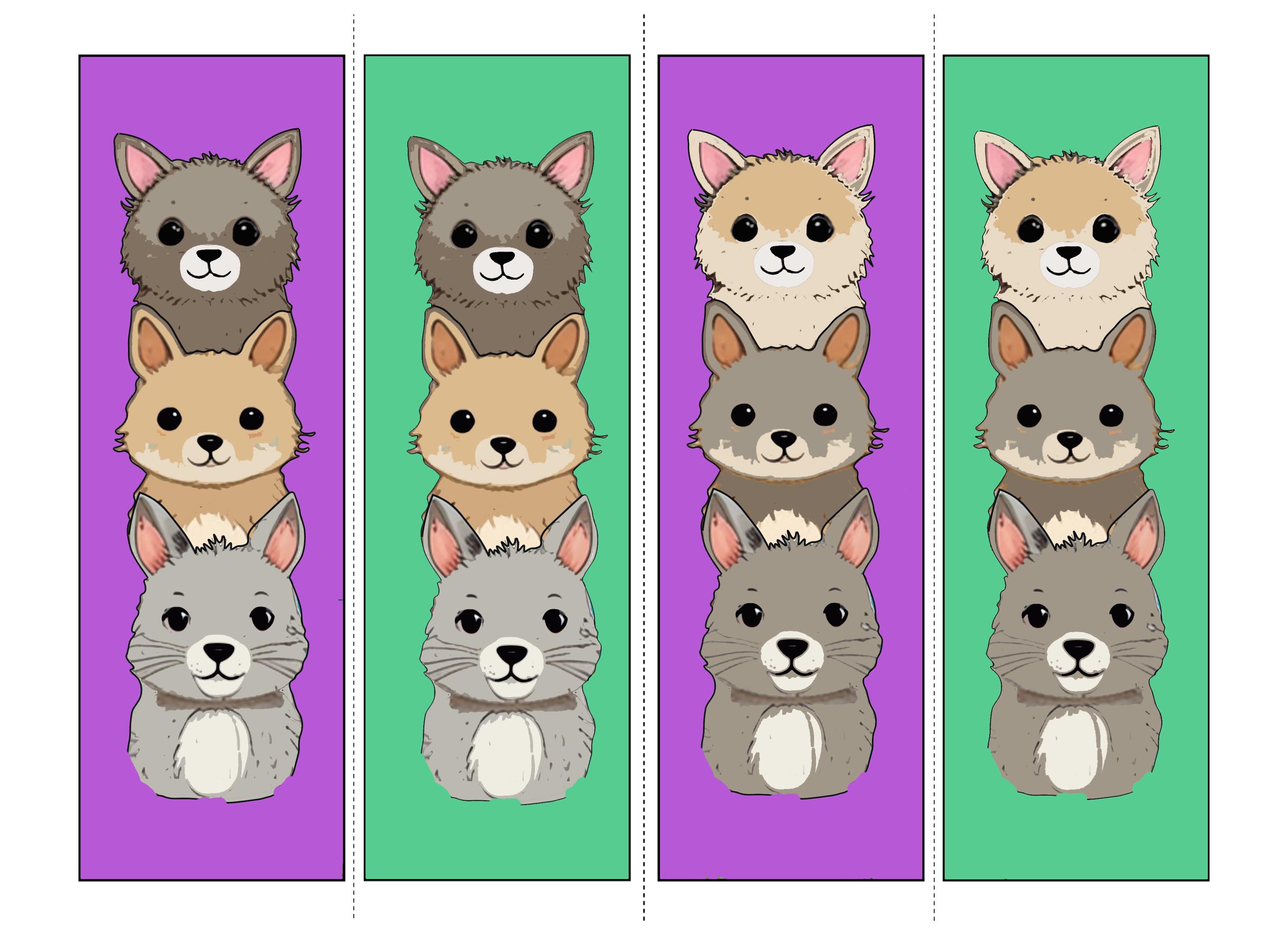 Adorable Animal Bookmarks – Set of 4 for A4 & US Letter Size Pages ...