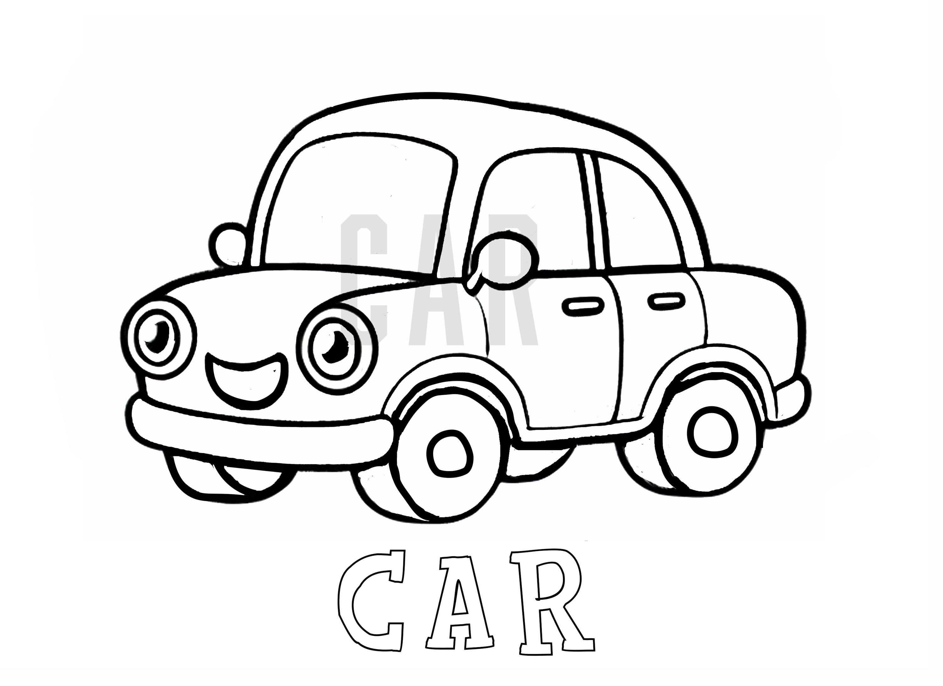 Cute Car Coloring Page for Kids - Printable Art - Etsy