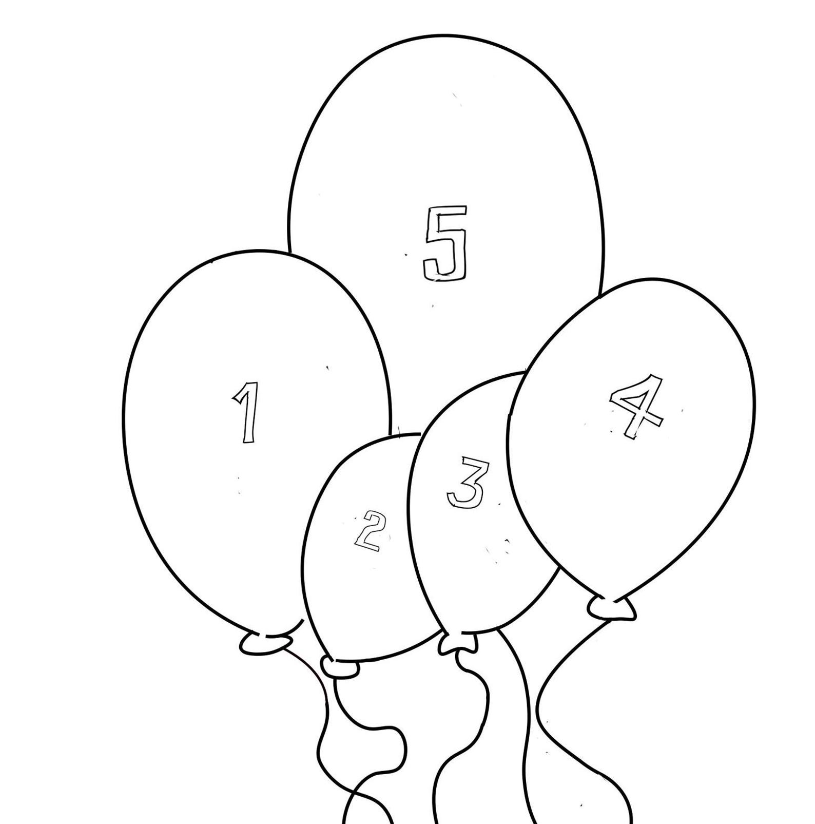 Fun Balloon Coloring Page – Numbers 1-5 Design for Kids - Etsy