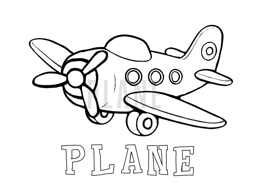 Fun Plane Coloring Page for Kids - Printable Art - Etsy