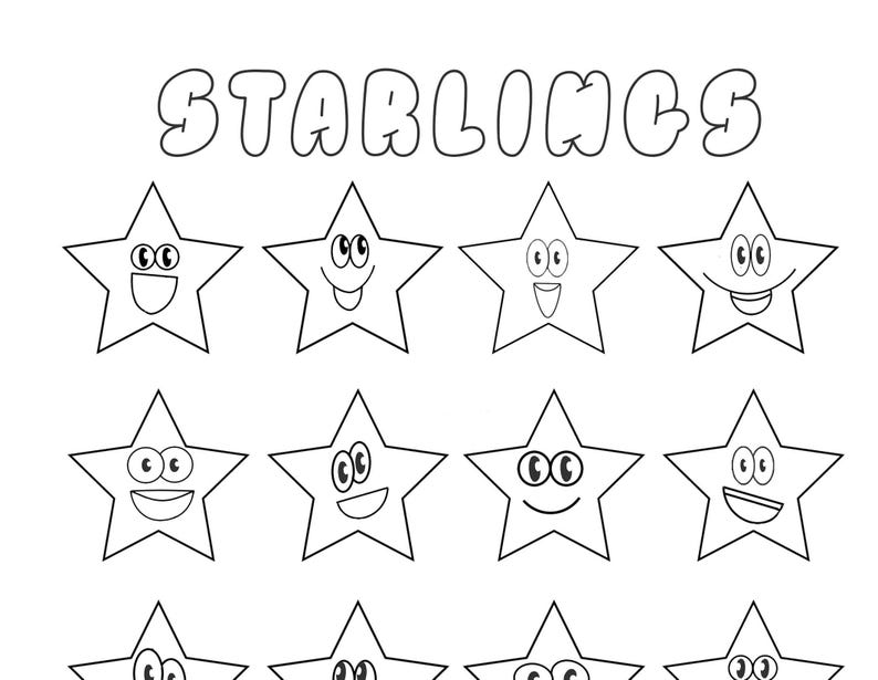 Happy Star Coloring Sheet - Perfect for Kids and Adults! - Etsy