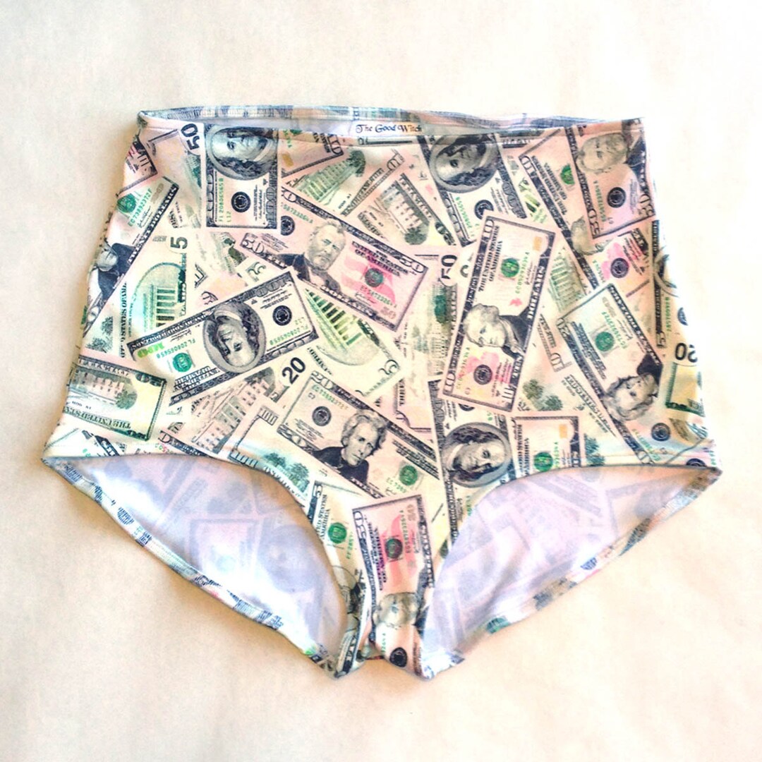Money Print High Waisted Swim Suit Bottoms MADE TO ORDER - Etsy