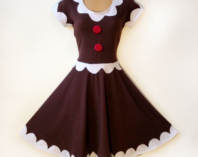 Gingerbread Man Woman Dress Costume Fit and Flare Pin up Cookie Cake ...