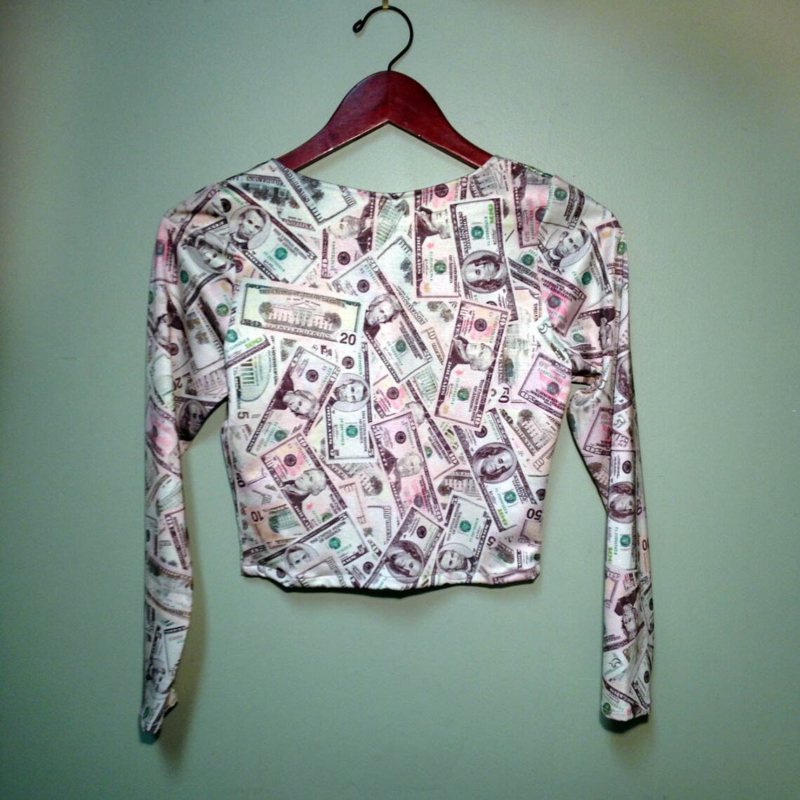 Money Print Shirt Long Sleeved Womens Crop Top - Etsy