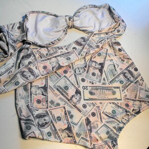 Cash Money Print Strapless High Waisted Swimsuit - Etsy