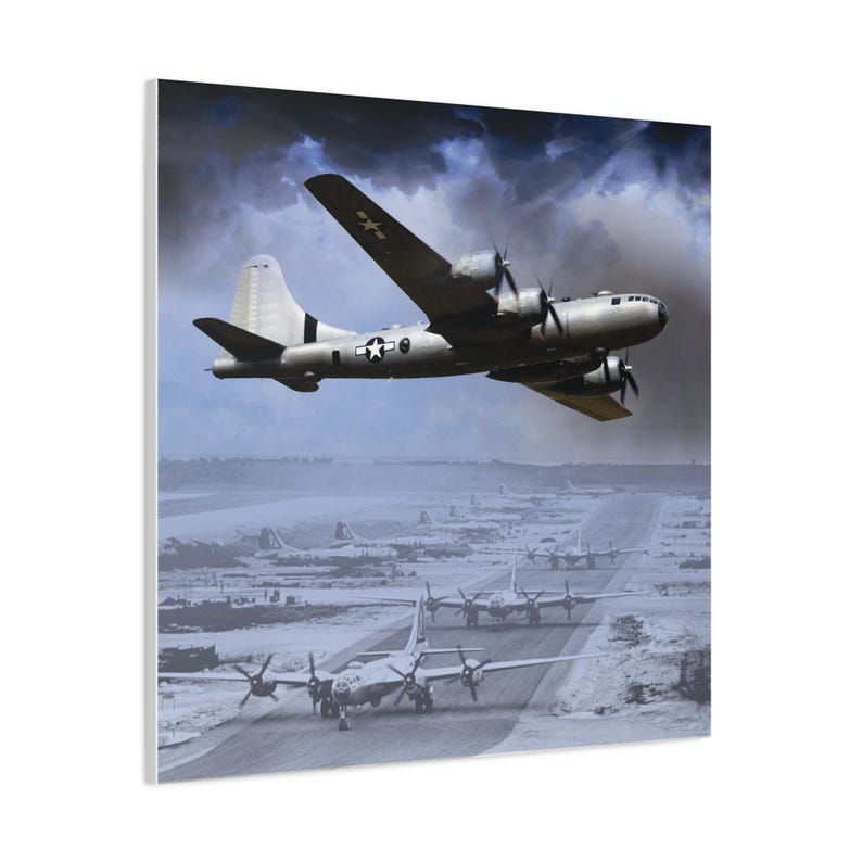 WWII B-29 Bomber Vintage Airplane Canvas Wall Art, Aircraft Lover Decor ...