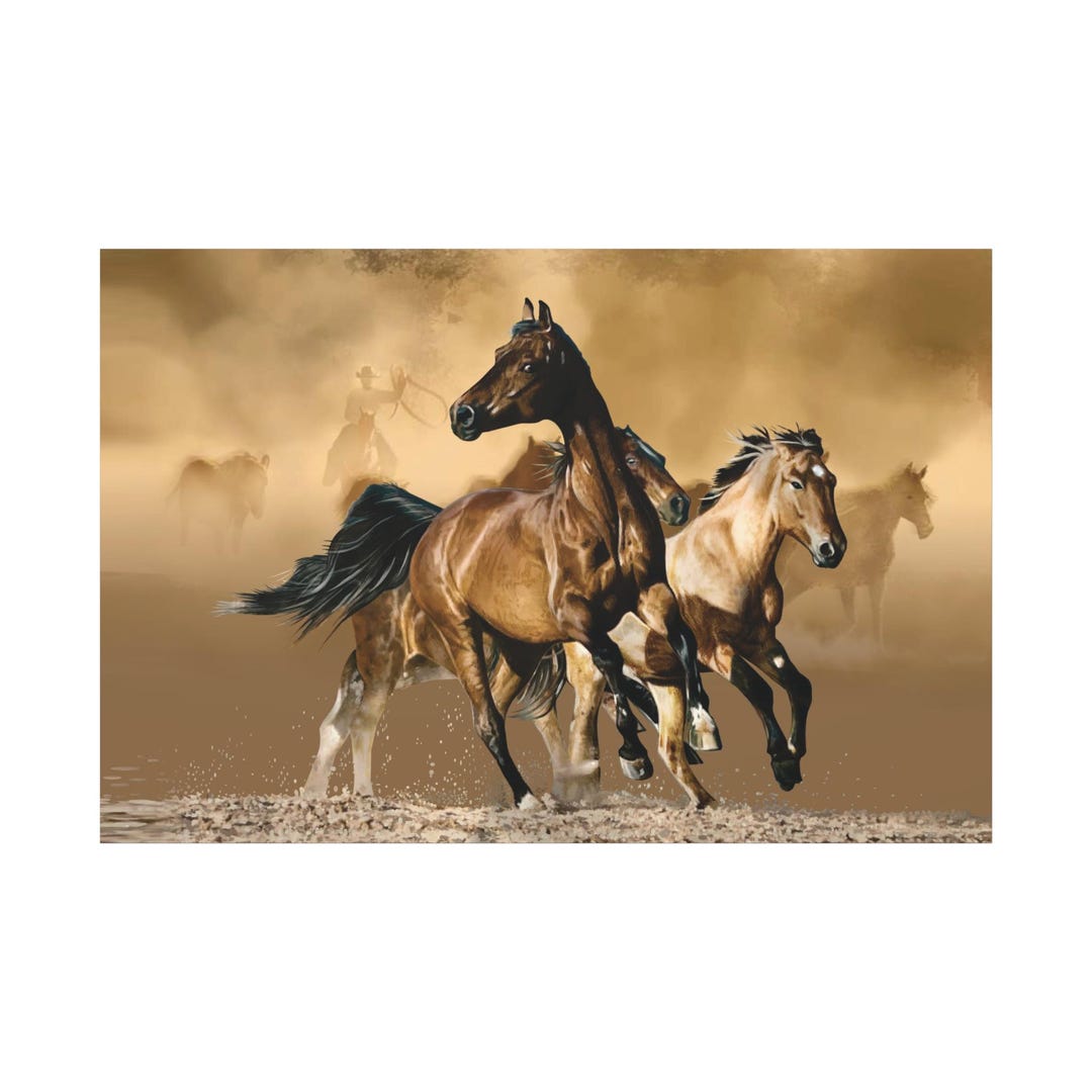 Mustangs Running Wild Realistic Style Painting/print on Canvas Gallery ...