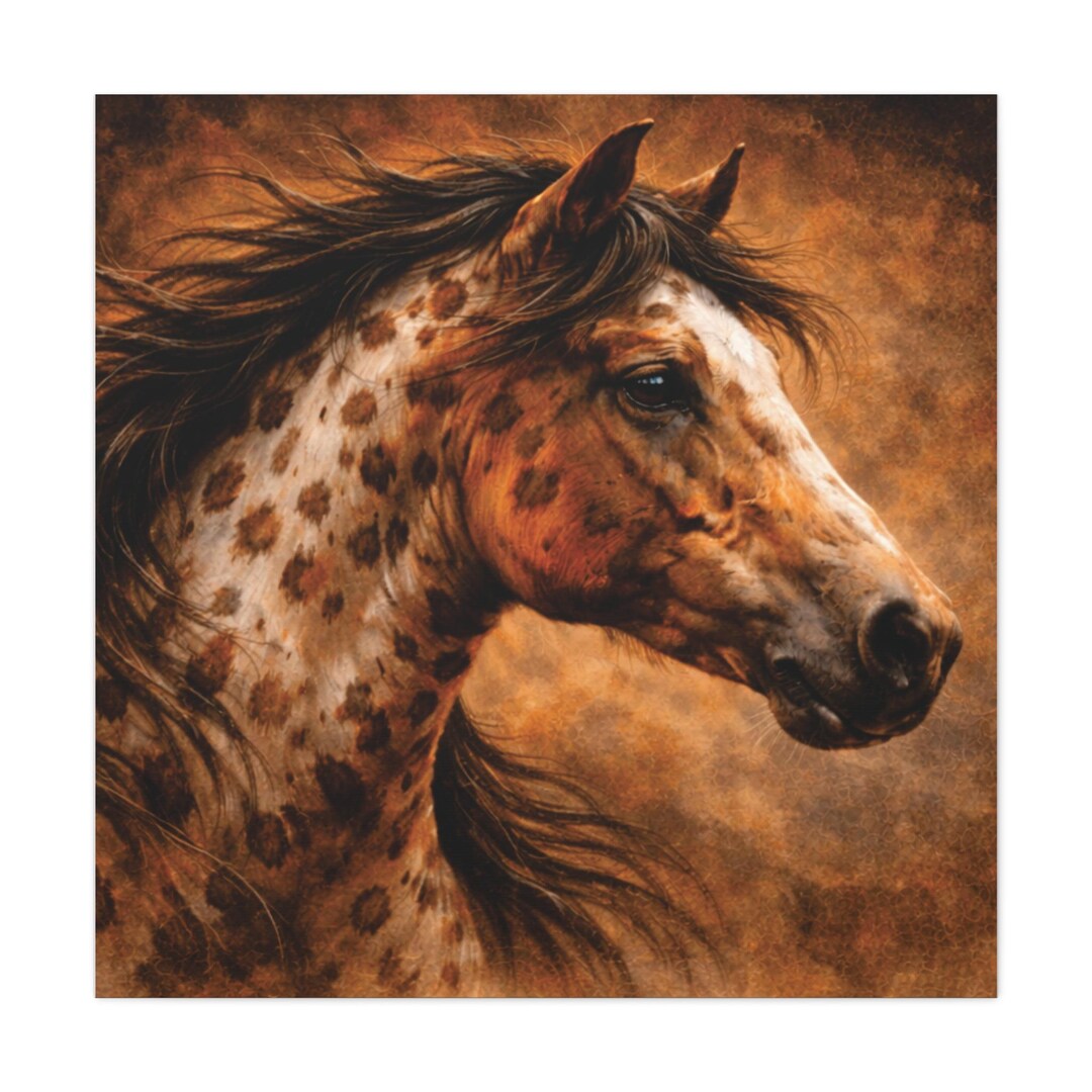 Wild Appaloosa Horse Portrait Artwork Canvas | Matte Stretched - for ...