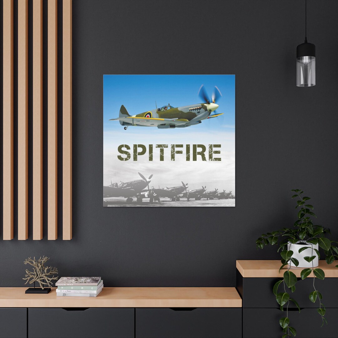 WWII Vintage Spitfire Canvas Wall Art - Aviation Lover Decor, Unique ...