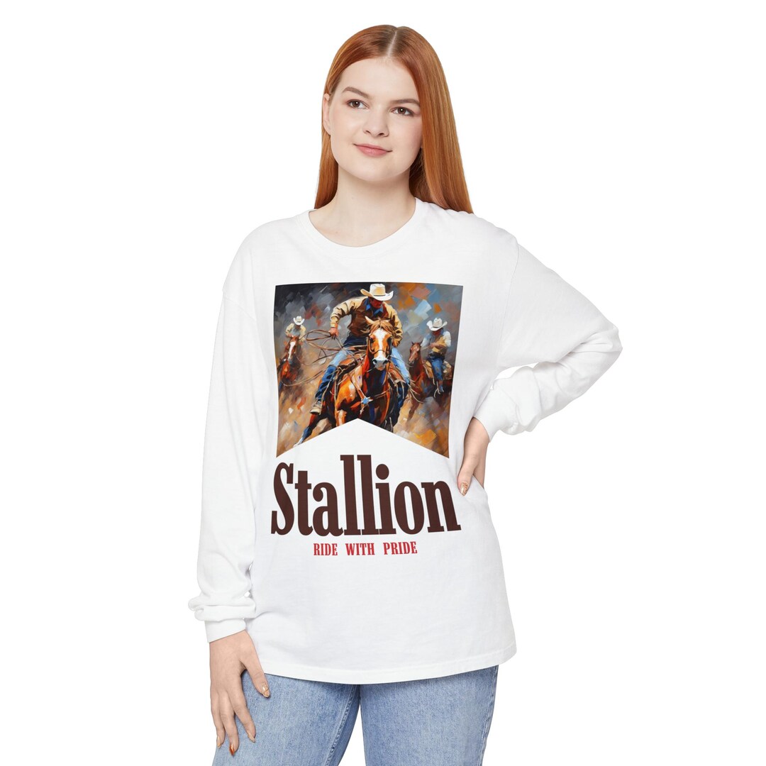 Marlboro Inspired Stallion Long Sleeve T-shirt - Ride With Pride ...