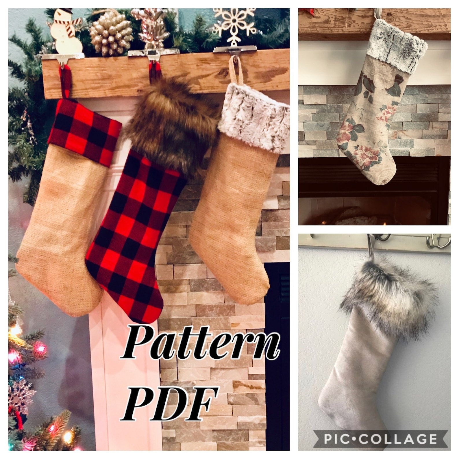 Fur Cuff or Plain Cuff Christmas Stocking Pattern Super Easy to Make ...