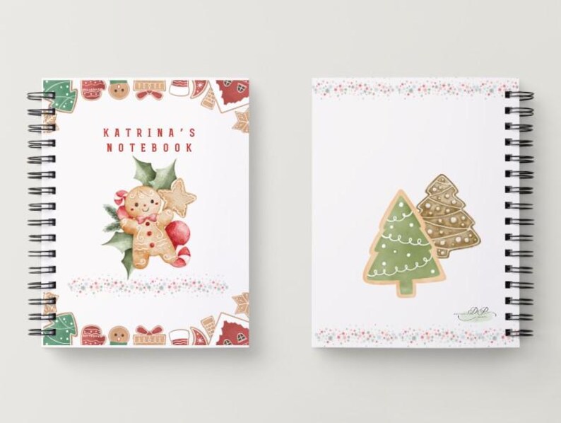 Personalized Gingerbread Cookie Notebook: Holiday Planner, Sketchbook ...