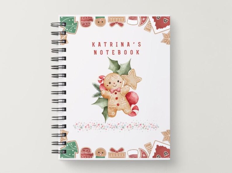 Personalized Gingerbread Cookie Notebook: Holiday Planner, Sketchbook ...