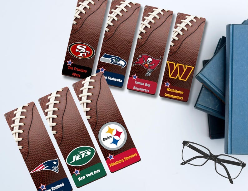 Football Team Inspired Bookmarks | Free Gift Message - Etsy