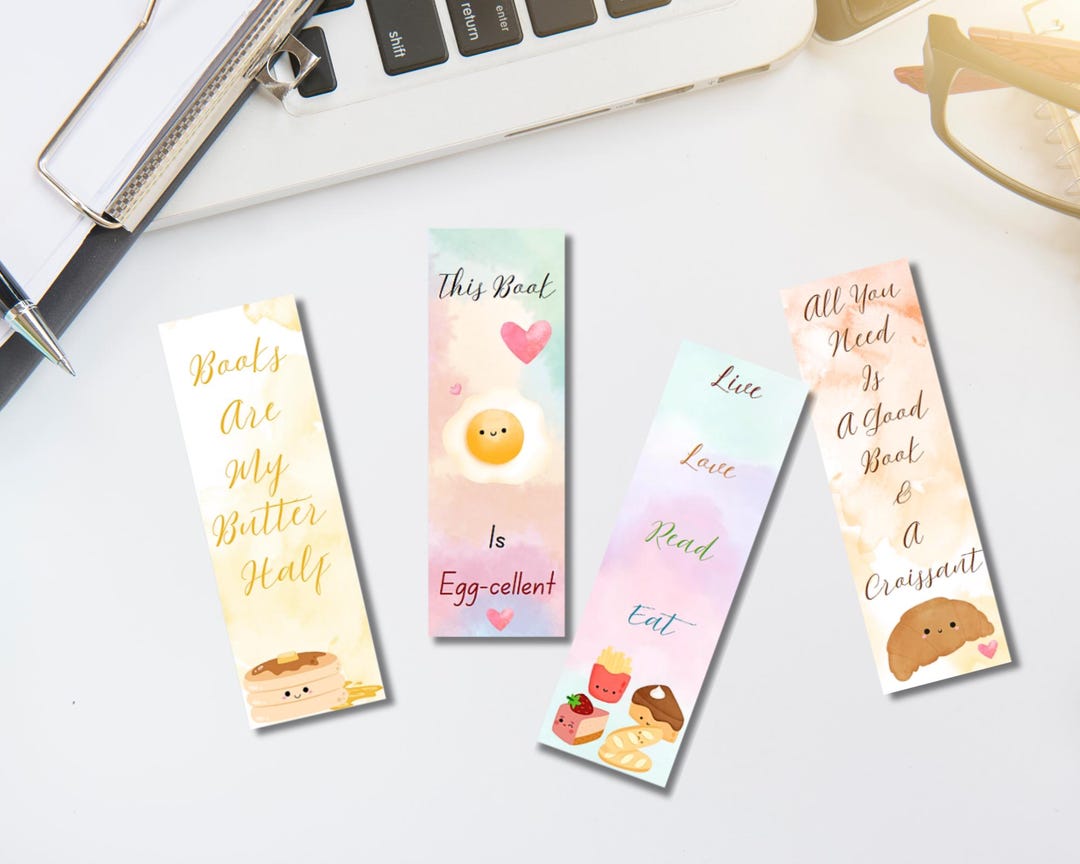 4 Cute Watercolor Food Inspired Bookmarks | Bookmarks | Food Bookmarks ...