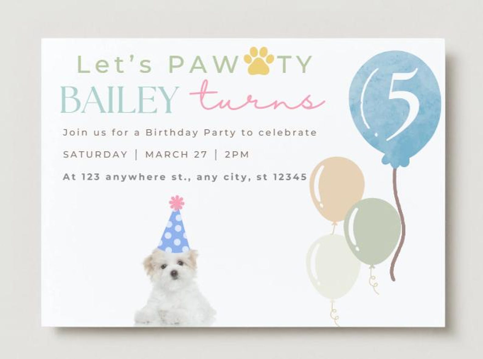 Pet Photo Birthday Party Invitation | Pet Stationary | Pet Birthday ...