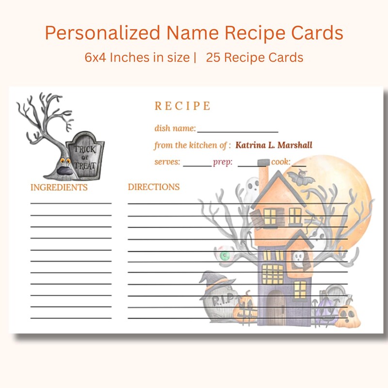 Halloween Recipe Cards - Etsy