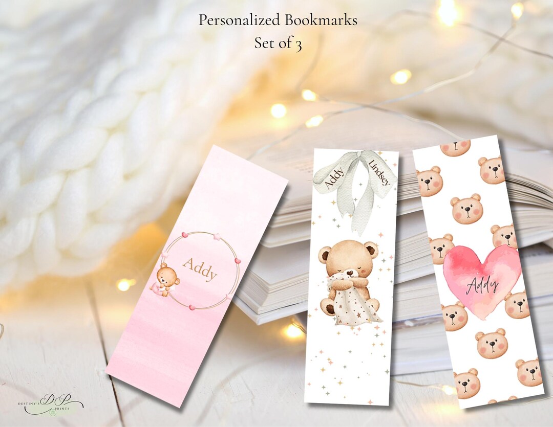 Personalized Teddy Bear Bookmarks Set of 3 | Free Gift Message - Etsy