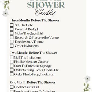 Bridal Shower Checklist Bridal Shower Shower Planning Digital Download ...