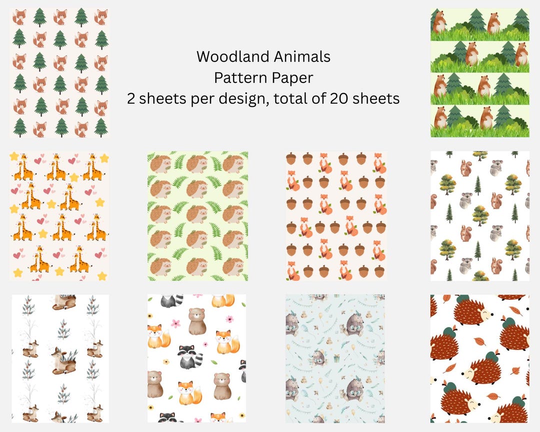 Woodland Animals Pattern Designed Paper Sheets | Stationary | Pattern ...