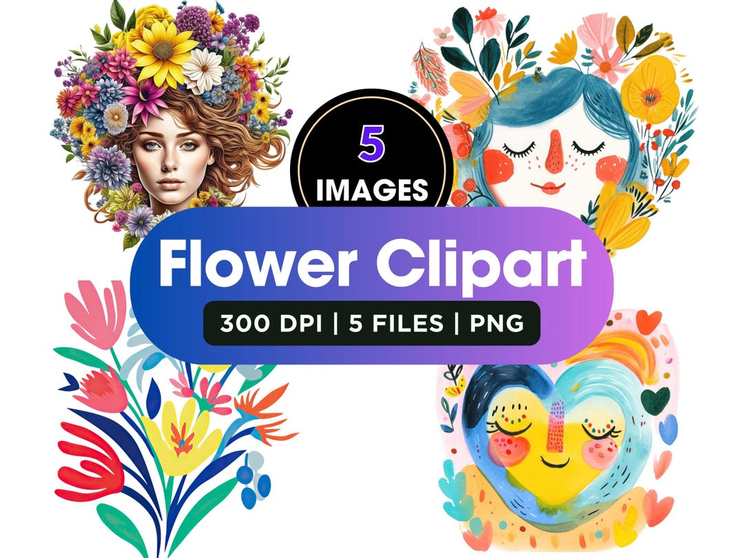 Cute Flower Clipart Bundle | Floral PNG Bundle | Digital Art| Digital ...