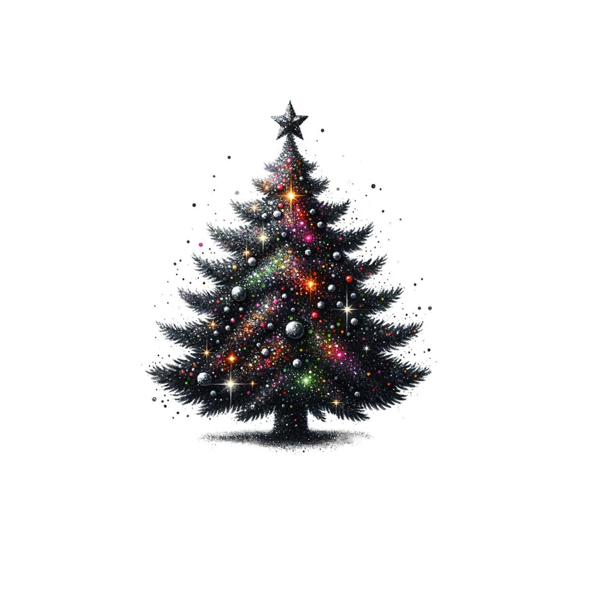 Colorful Christmas Tree Clipart: PNG Digital Art (digital Download) - Etsy
