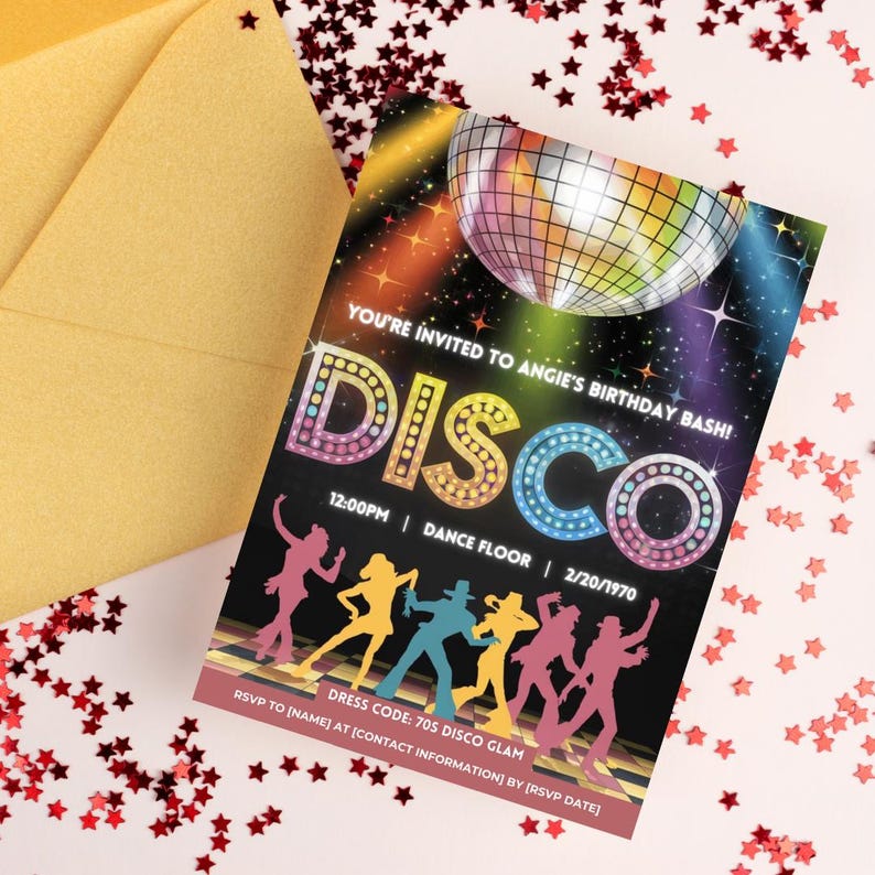 Disco Birthday Party Invitation - Etsy