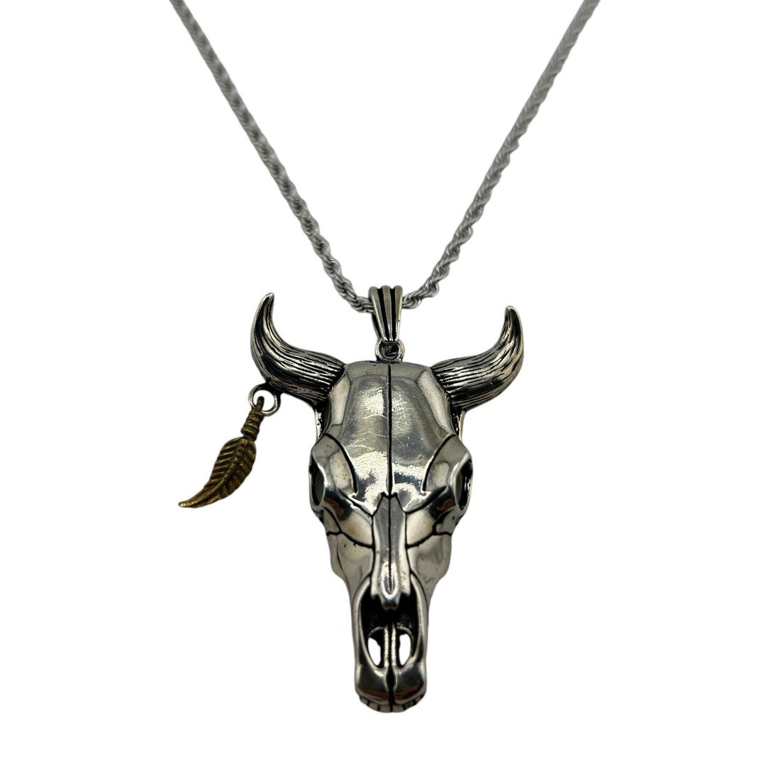 Sterling Silver Longhorn Skull Mens Pendant - Etsy
