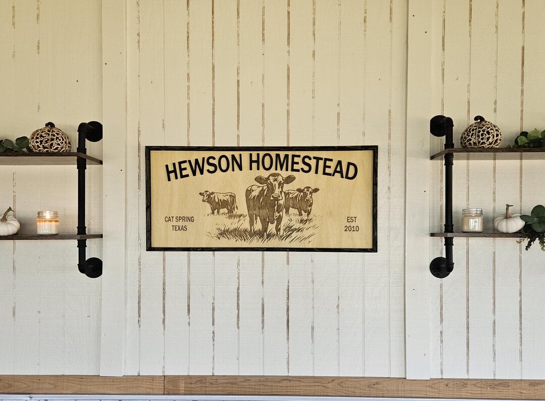 Custom Wood Homestead Sign, Personalized Family Name, Engraved ...