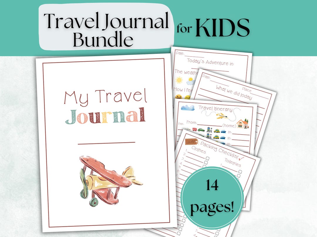 Kids Travel Journal: Printable Diary, Packing Checklist (digital ...