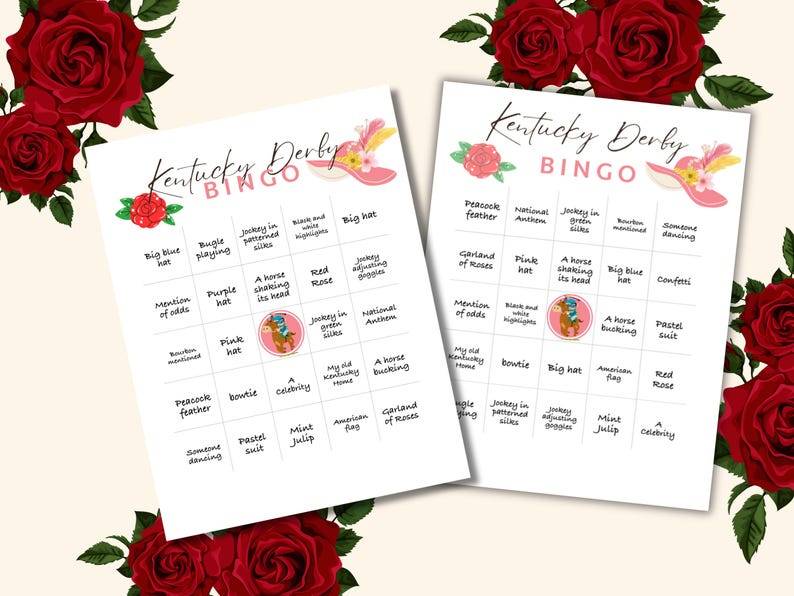 Bingo Game Derby Party Printable 30 Derby Bingo Cards for Derby Watch ...