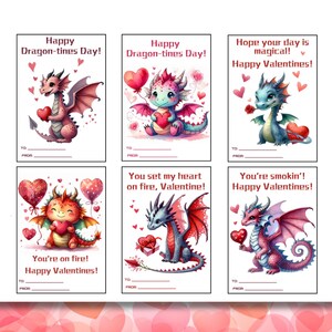 Dragon Valentines Day Cards for Kids Cute Valentines for Boys or Girls ...