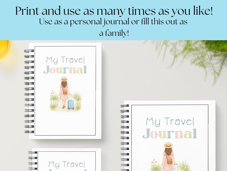 Kids Travel Journal: Printable Road Trip Diary, Packing List (digital ...