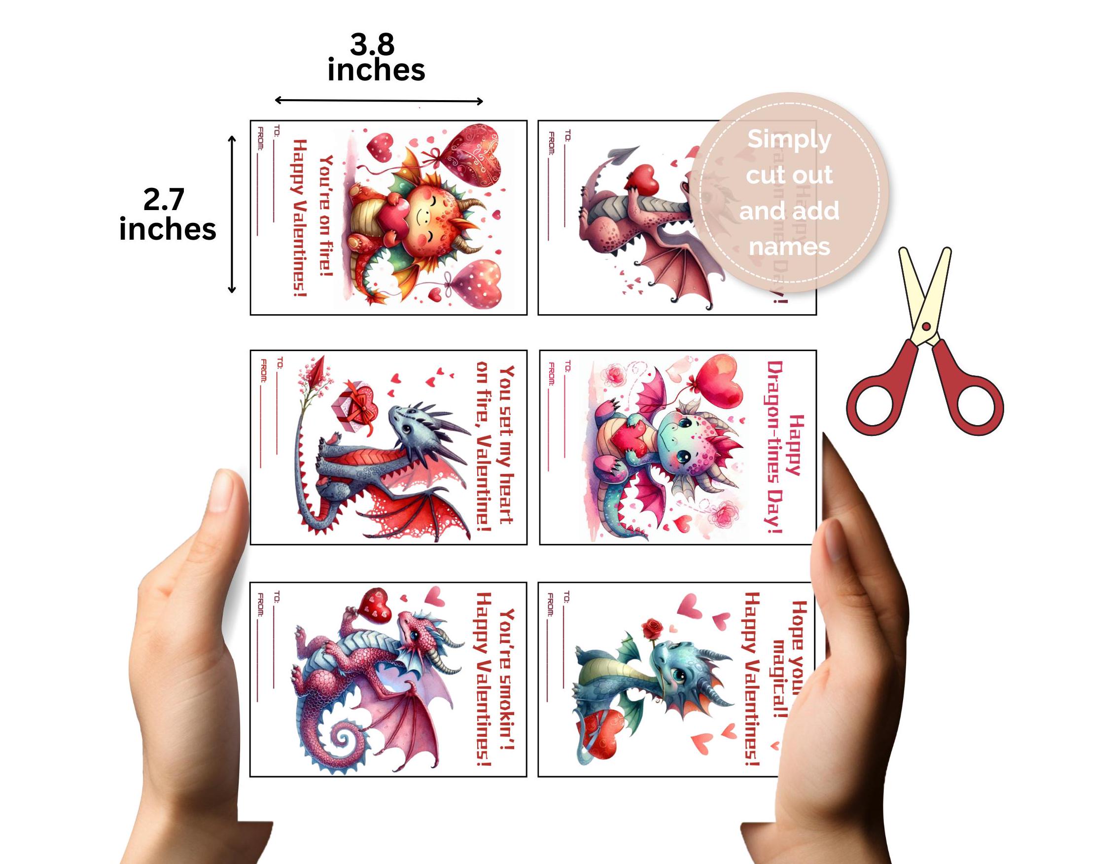 Dragon Valentines Day Cards for Kids Cute Valentines for Boys or Girls ...