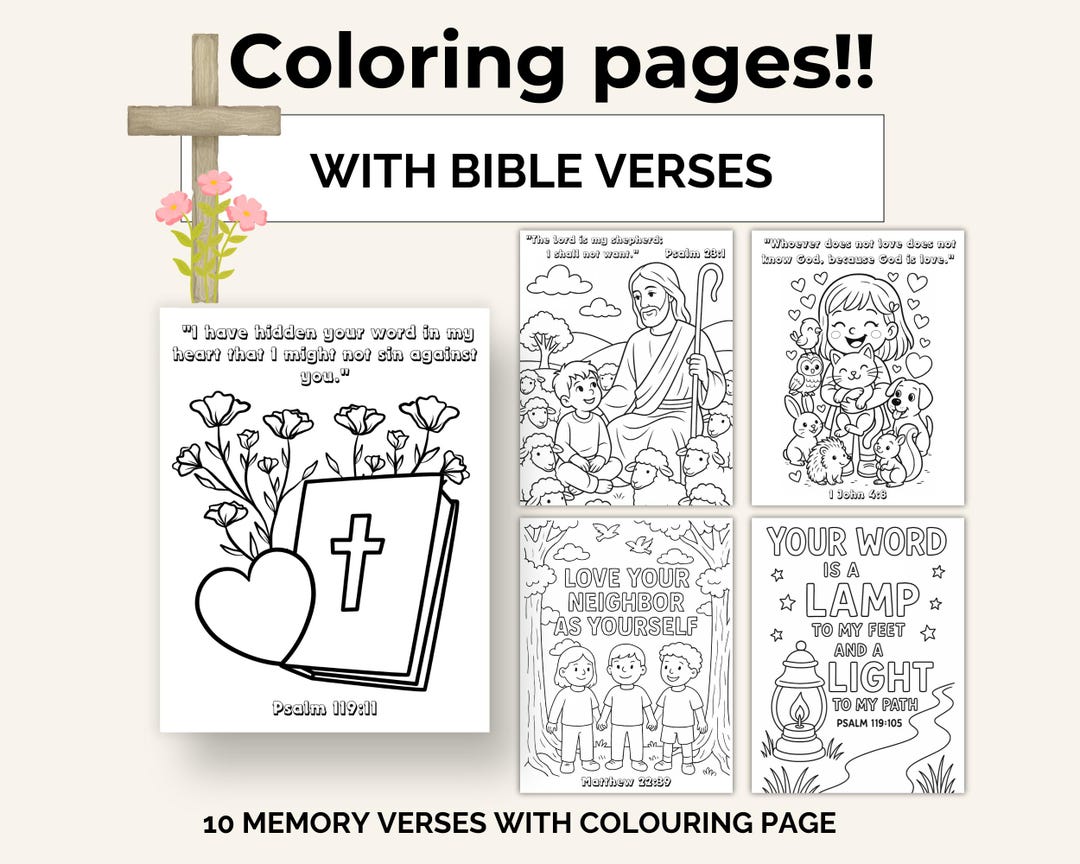 Memory Verse Coloring Pages: Sunday School Bible Activity (PDF Download ...