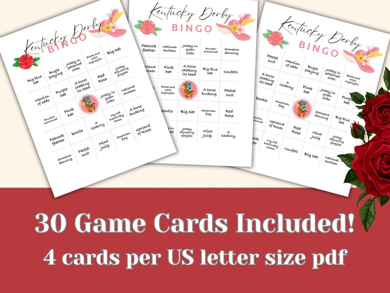 Bingo Game Derby Party Printable 30 Derby Bingo Cards for Derby Watch Party 2025 Horse Race ...