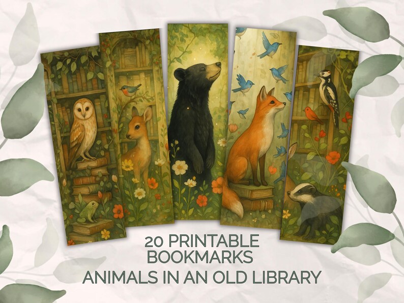 Woodland Animal Bookmarks: Library Classroom Printable Set of Forest ...