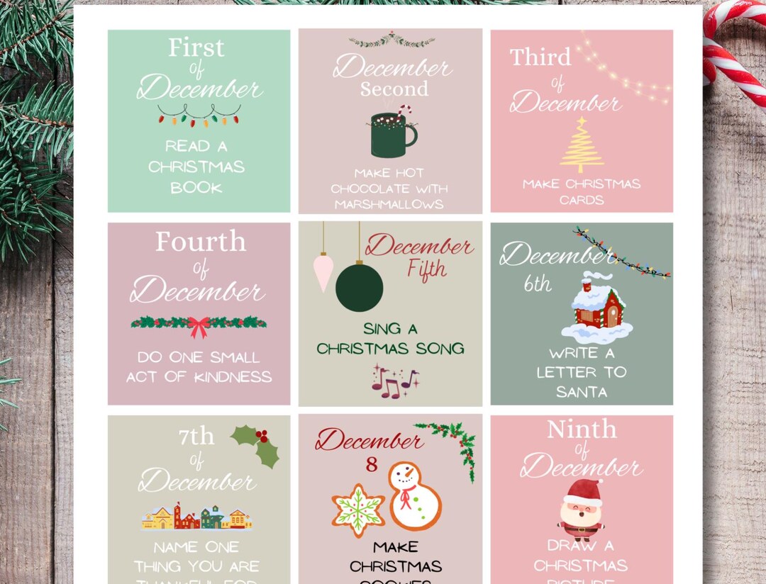 24 Advent Calendar Activity Cards Christmas Countdown Easy and Fun ...