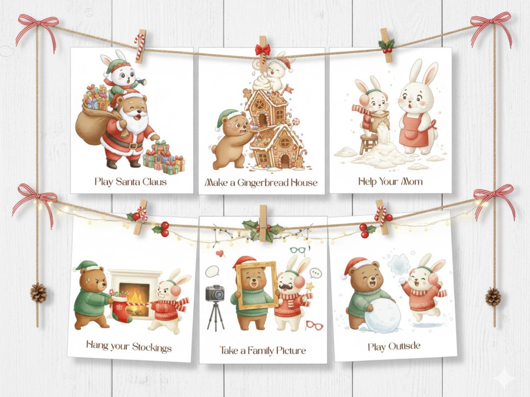 Advent Calendar Activity Cards Hilarious and Funny Rabbit and Bear ...